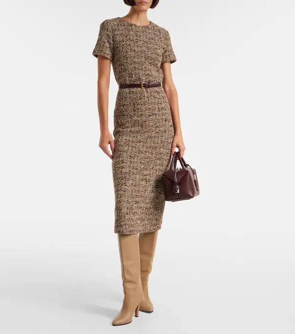 Max Mara Giugno Cotton And Wool-blend Midi Dress