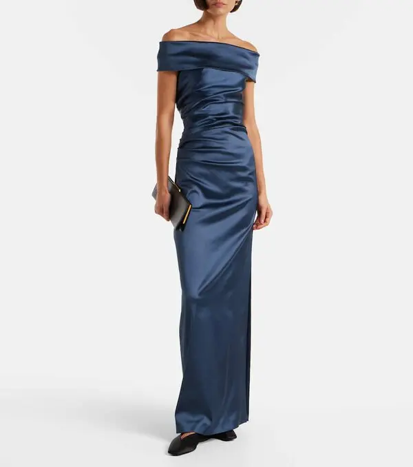 Max Mara Opaco Gathered Satin Gown