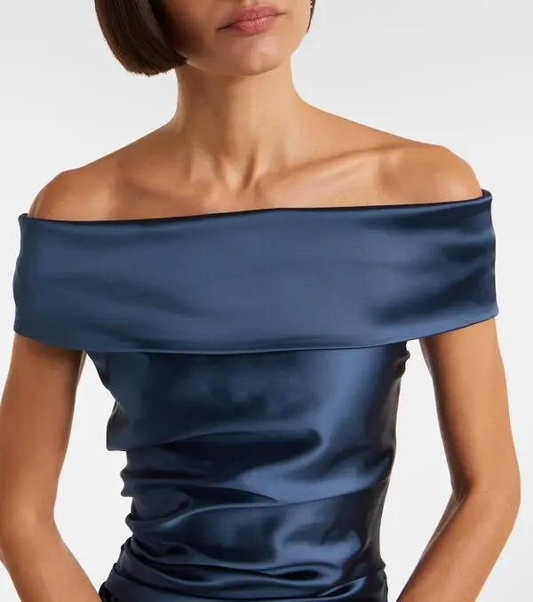 Max Mara Opaco Gathered Satin Gown