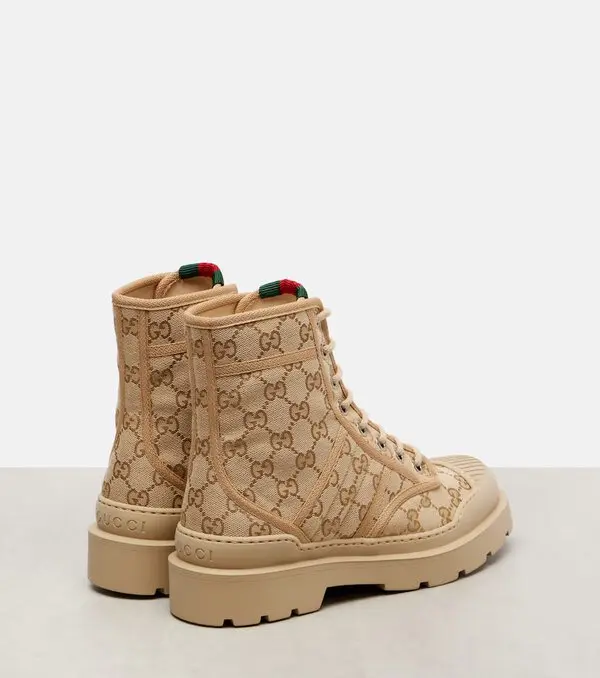 Gucci Gg Canvas Combat Boots