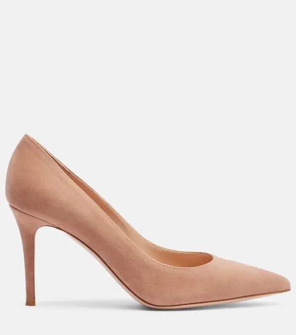 GIANVITO ROSSI 85 Suede Pumps - Beige