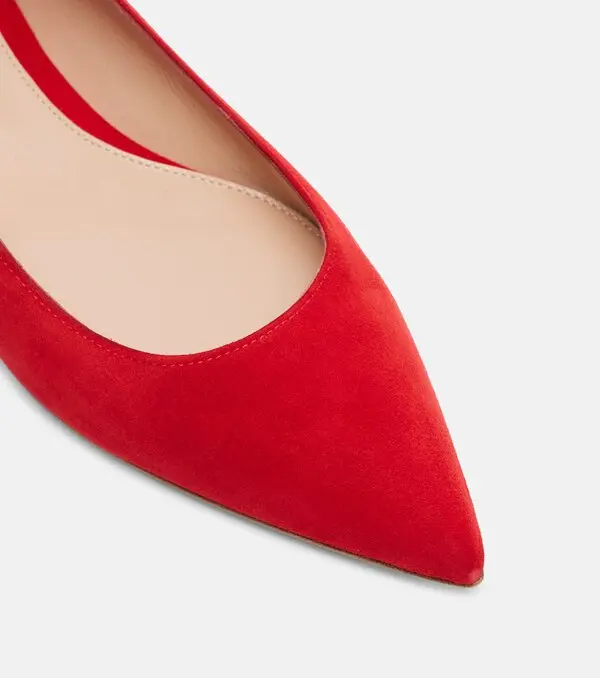 GIANVITO ROSSI Suede Ballerina Flats - Red