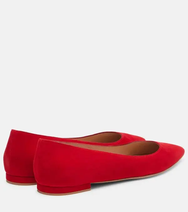 GIANVITO ROSSI Suede Ballerina Flats - Red