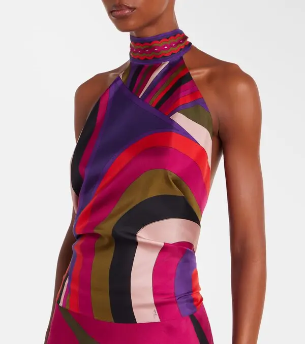 Emilio Pucci Iride Silk Satin Top