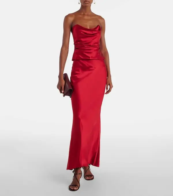 THE SEI Draped Silk Charmeuse Bustier