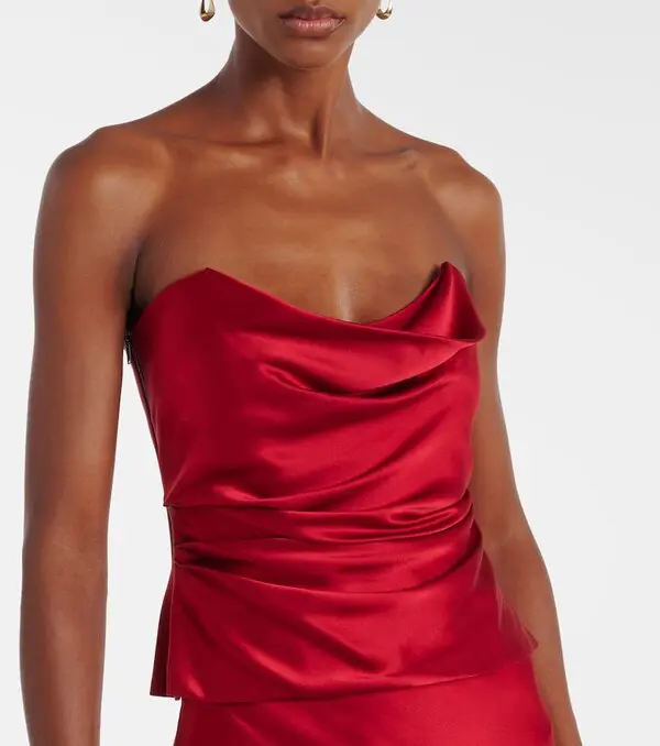 THE SEI Draped Silk Charmeuse Bustier