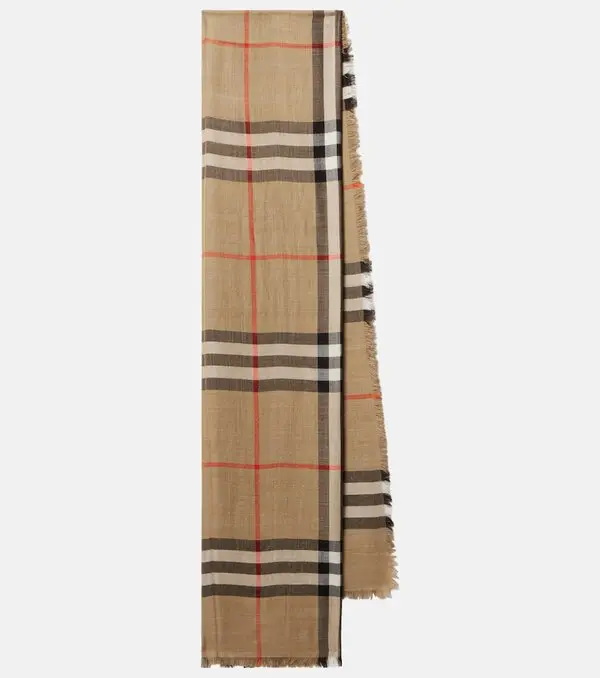 Burberry Check Wool And Silk Scarf