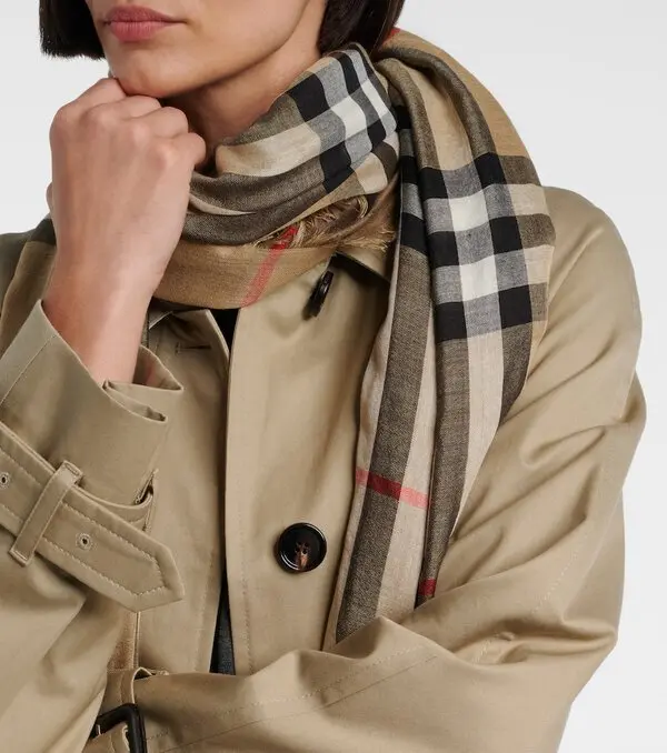 Burberry Check Wool And Silk Scarf