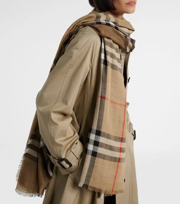 Burberry Check Wool And Silk Scarf