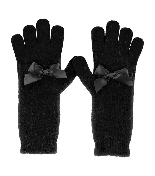 Monnalisa Bow-detail Gloves - Black