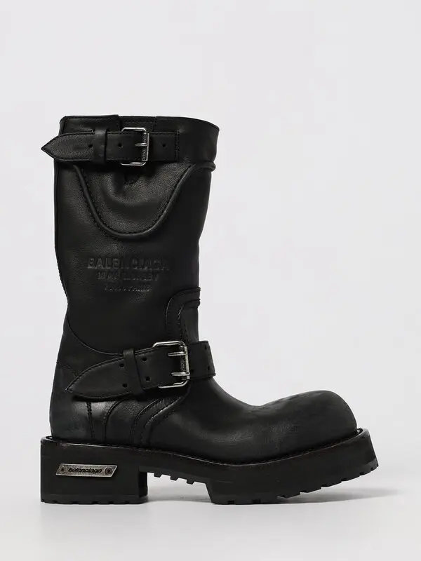 Balenciaga Buckled Leather Boots - Black