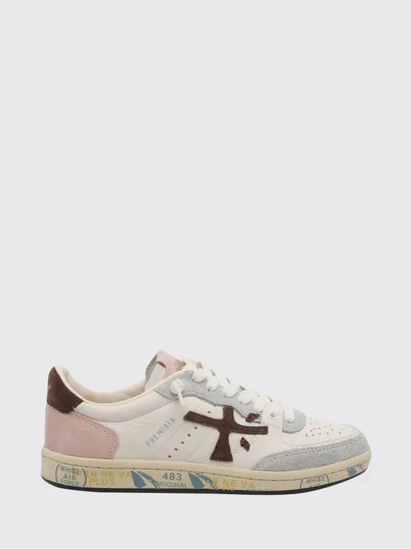 Premiata Clay Suede Sneakers With Stud Embellishments - White 1