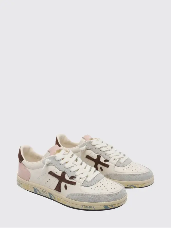 Premiata Clay Suede Sneakers With Stud Embellishments - White 1