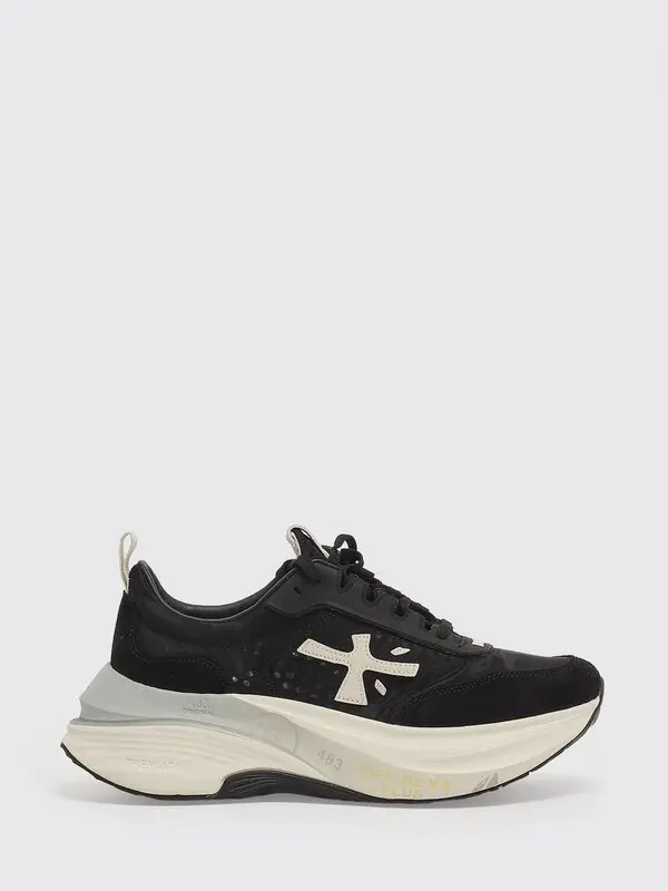Premiata Hill Nylon And Suede Low Top Sneakers - Black 1