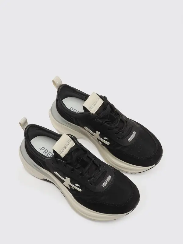 Premiata Hill Nylon And Suede Low Top Sneakers - Black 1