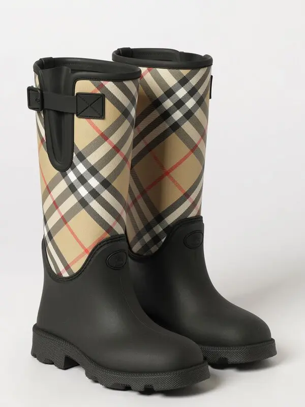 Burberry Checked Buckled Boots
