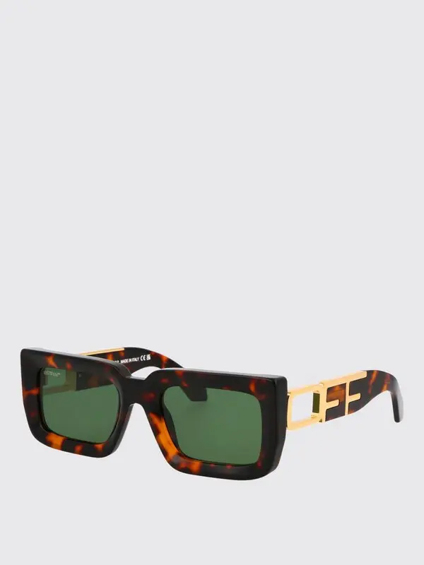 Off-White Rectangular Sunglasses With Gold Tone Detail - Multicolor
