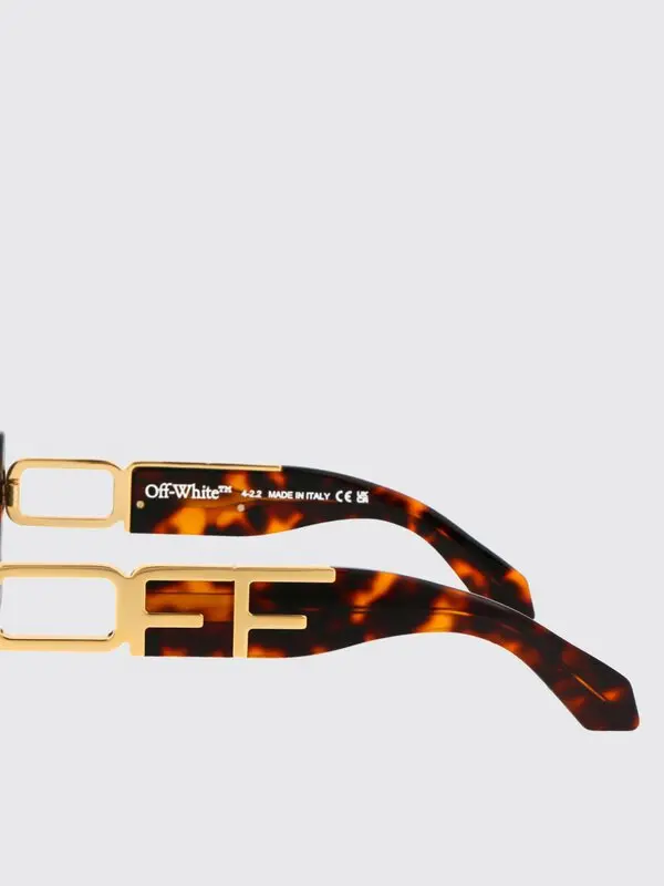 Off-White Rectangular Sunglasses With Gold Tone Detail - Multicolor