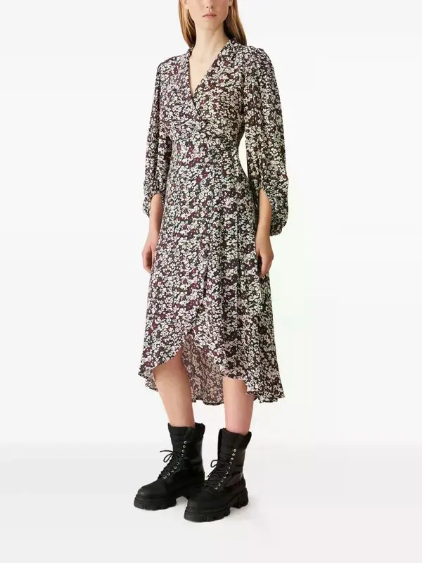 GANNI Floral-print Wrap Midi Dress