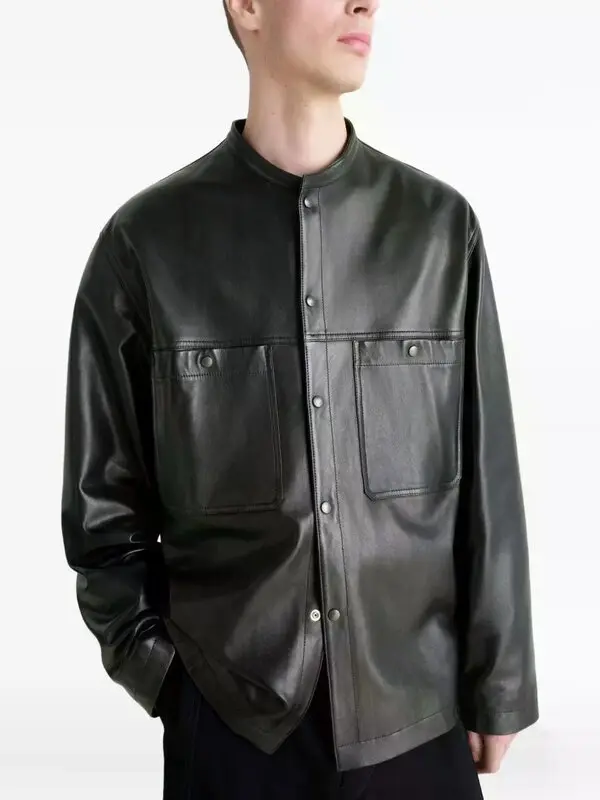LEMAIRE Snap-closure Patch-pocket Leather Overshirt