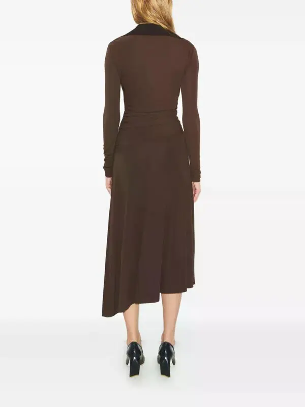 Tory Burch Collared Gathered Dress - Brown
