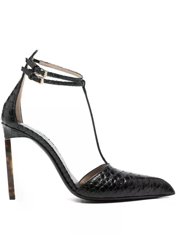 TOM FORD Python-effect Leather T-strap Pumps