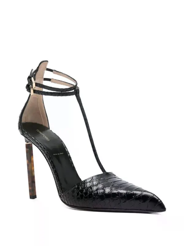 TOM FORD Python-effect Leather T-strap Pumps
