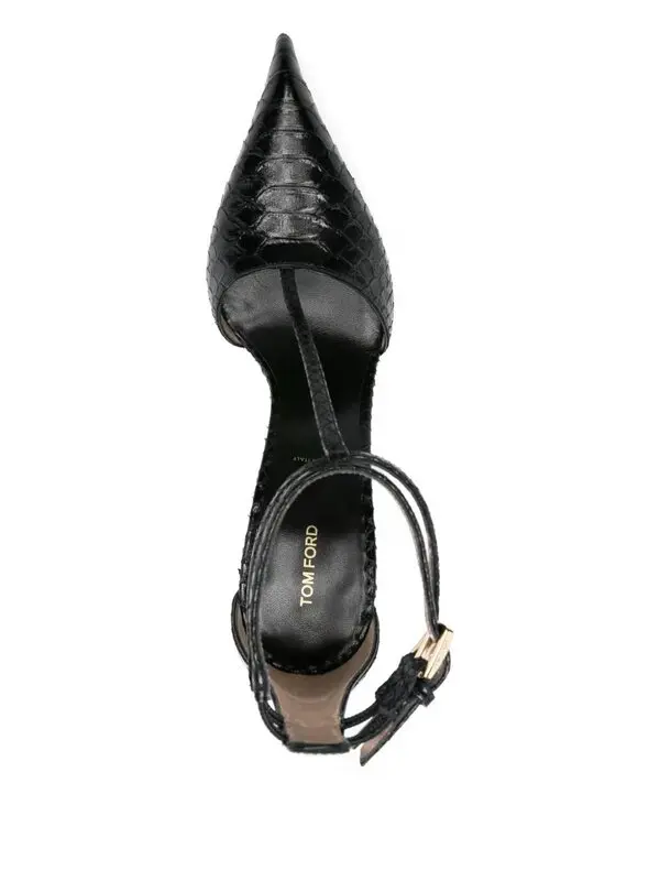 TOM FORD Python-effect Leather T-strap Pumps