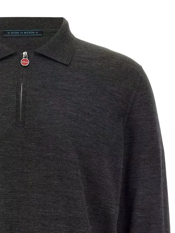 Kiton Half-zip Mélange Knit Sweater