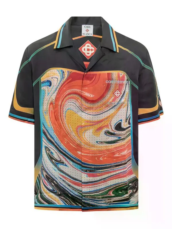 Casablanca Graphic-print Silk Shirt - Black