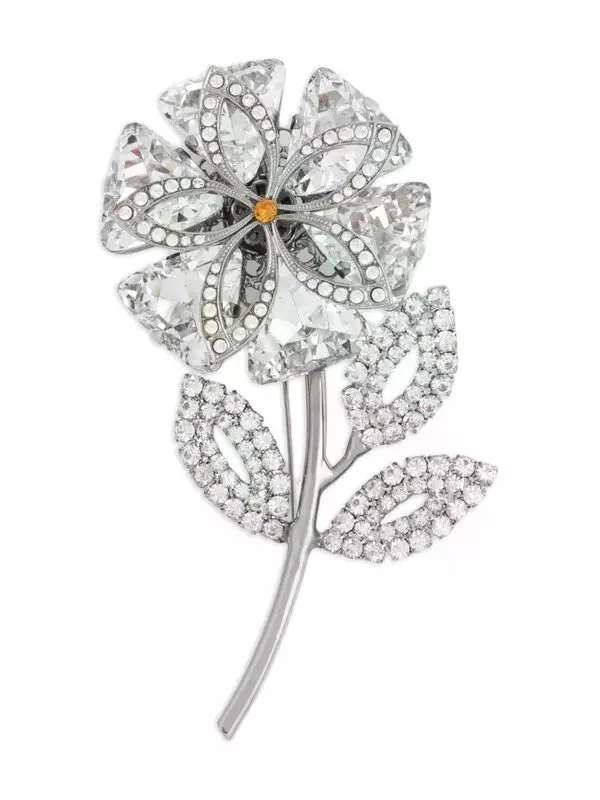 Dolce & Gabbana Rhinestone-embellished Floral Pin - Silver