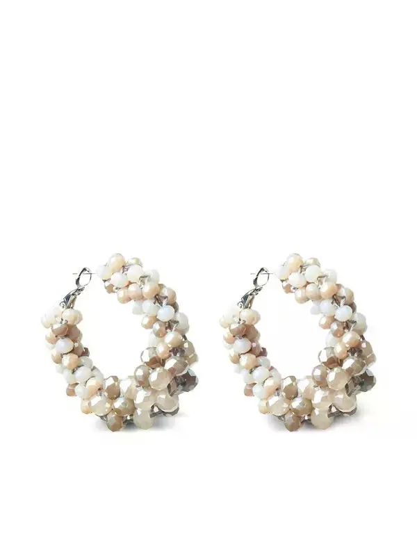 Peserico Beaded Hoop Earrings - Neutrals