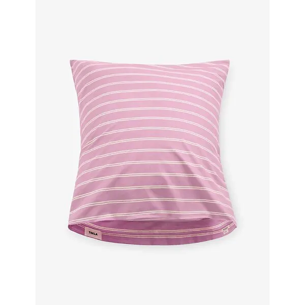 TEKLA Percale Double Cotton Pillow Sham - Mallow Pink Stripes