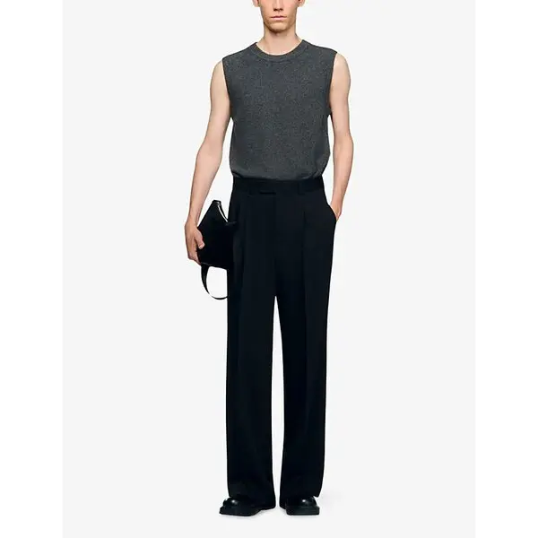 Sandro Wide-leg Stretch-wool Trousers
