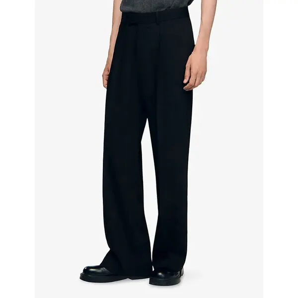 Sandro Wide-leg Stretch-wool Trousers