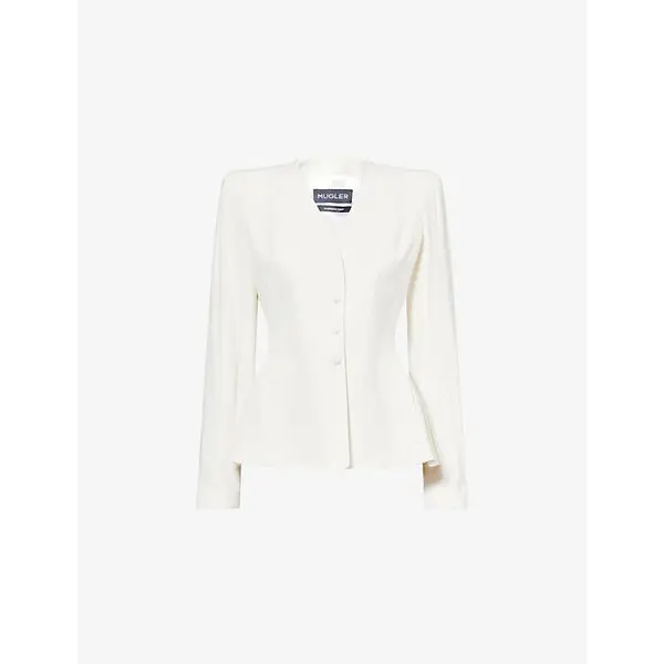 MUGLER V-neck Cinched-waist Woven Jacket