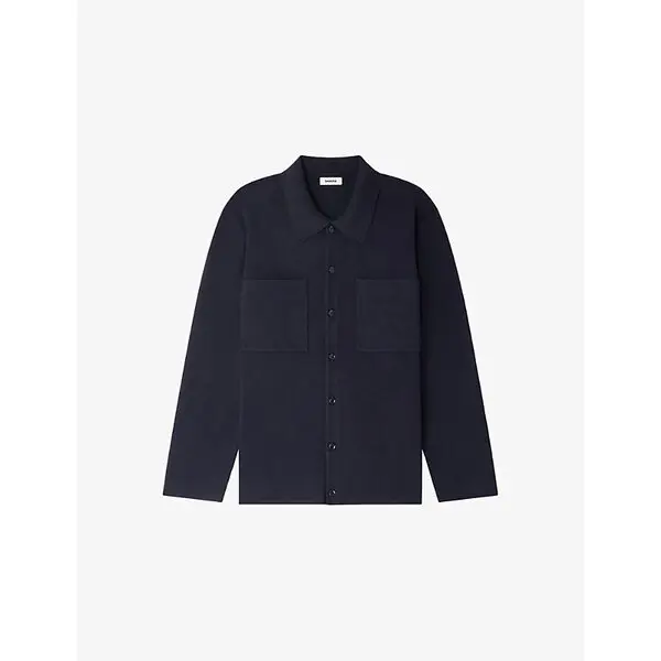 Sandro Long-sleeved Chest-pocket Stretch-knit Jacket