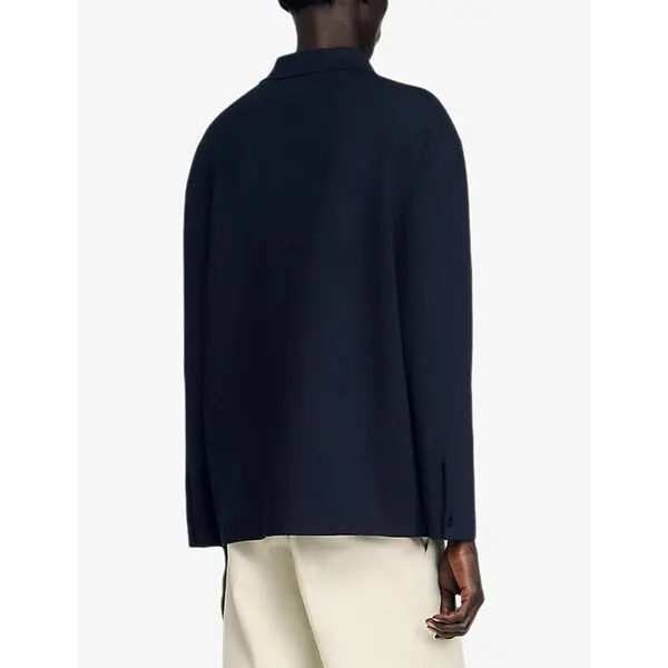 Sandro Long-sleeved Chest-pocket Stretch-knit Jacket
