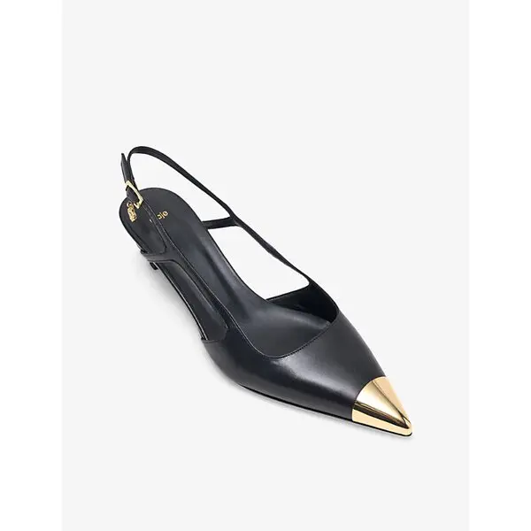 Maje Leather Kitten-heel Slingback Pumps