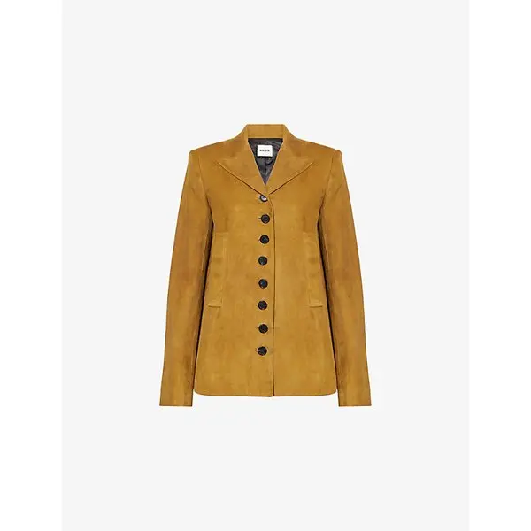 Khaite Saraphina Peak-lapels Suede Jacket