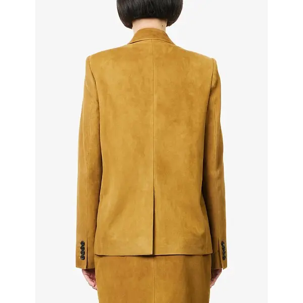 Khaite Saraphina Peak-lapels Suede Jacket