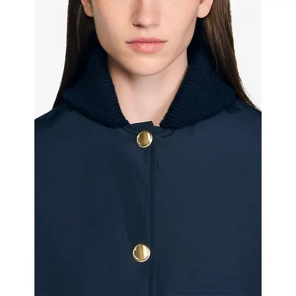 Sandro Quilted Shell Jacket With Contrast Collar