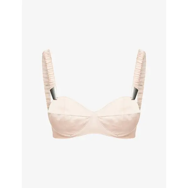 MUGLER Sweetheart-neckline Underwired Silk Bra - Pale Nude