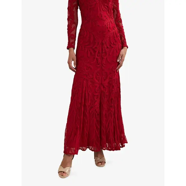 chinese dress ladies Phase Eight Donna Cap Sleeve Ruched Side Maxi Dress Scarlet Red Size 10 US  $240 main image 1