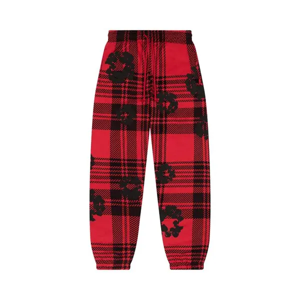 DENIM TEARS Plaid Cotton Wreath Sweatpants - Red