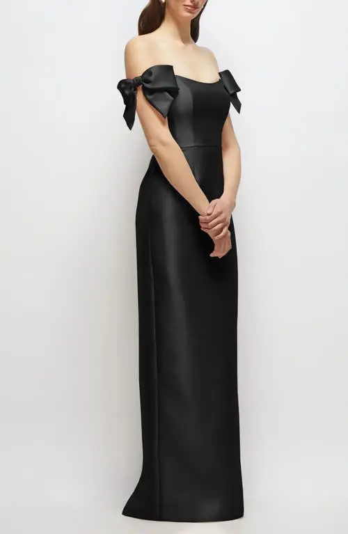 Alfred Sung Off The Shoulder Satin Column Gown - Black