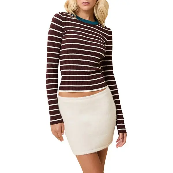 Solid & Striped Dora Ribbed Knit Crop Top - Raisin Brown