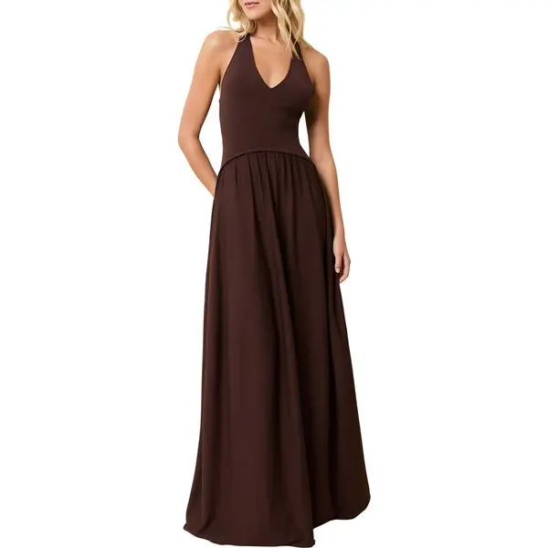 Solid & Striped The Maggie Crossback Maxi Dress - Raisin Brown