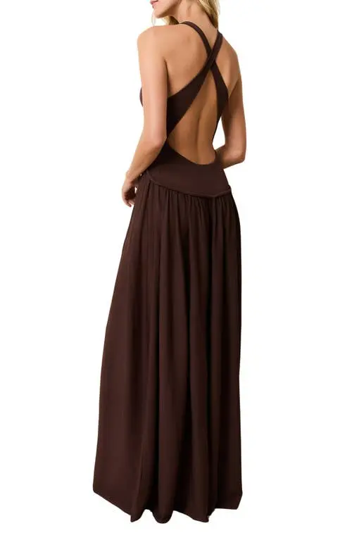 Solid & Striped The Maggie Crossback Maxi Dress - Raisin Brown
