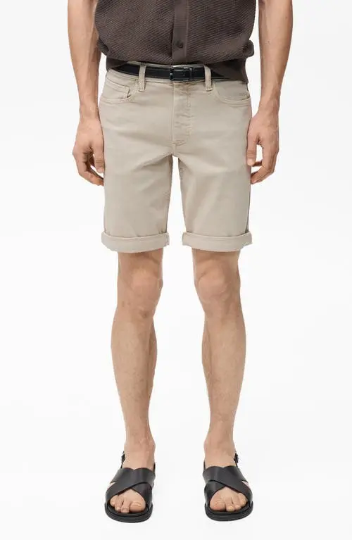 Mango Slim Fit Stretch Cotton Bermuda Chino Shorts - Sand